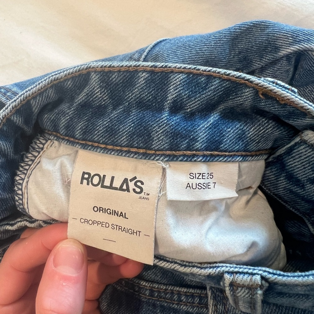 Rolla’s Original Straight Blue High Rise Cropped Jeans - Gem